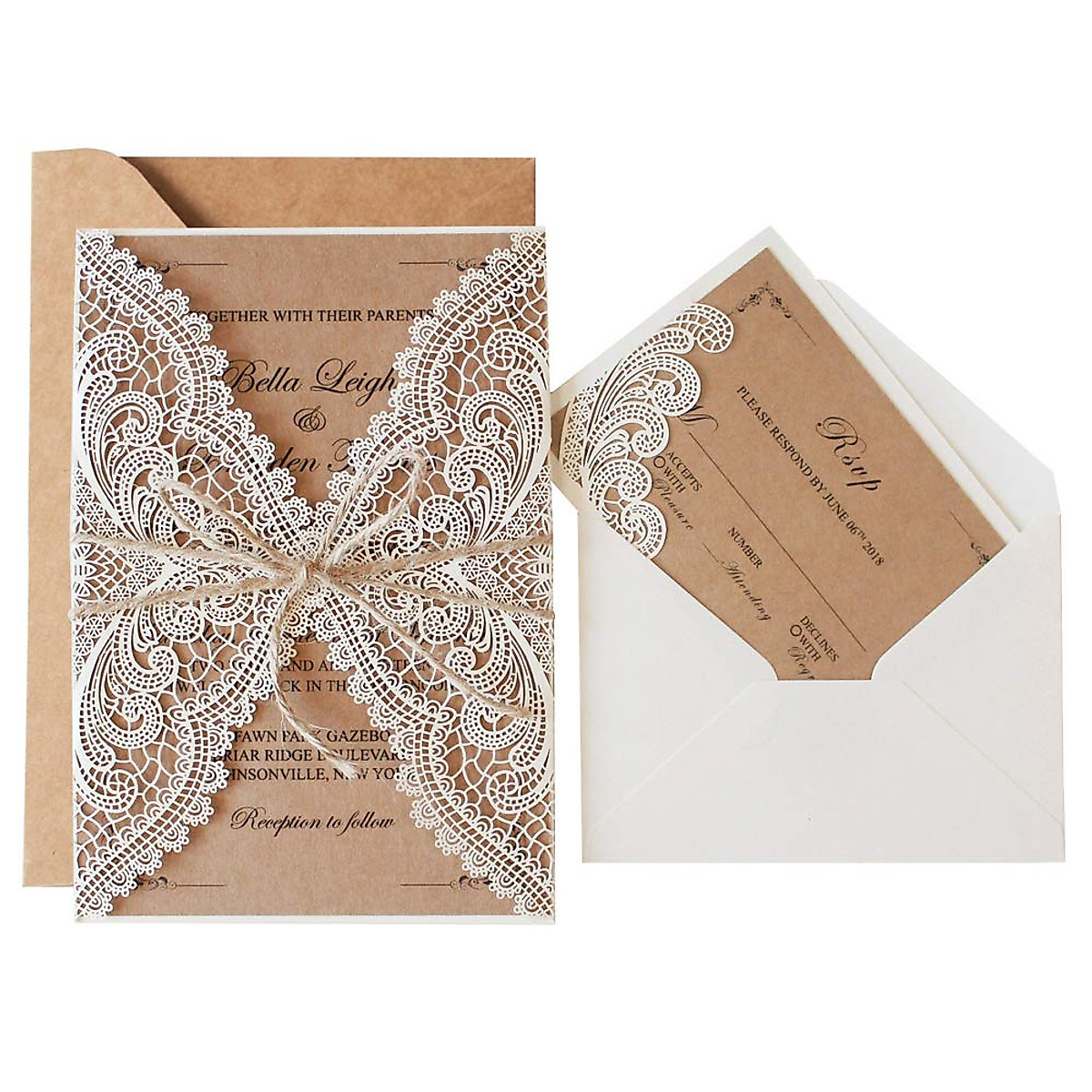 Laser Cut Wedding Invitations Sample by Picky Bride Invitation Cards Templates 126 x 185mm Customized Invite Cards with RSVP Cards