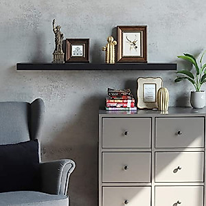 WELLAND 12" Deep Black Floating Shelves, Floating Wall Shelf, 47.24" L x 11.81" D x 2" T, Deeper Than Others, Black
