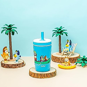 Zak Designs Bluey Kelso Toddler Cups For Travel or At Home, 12oz Vacuum Insulated Stainless Steel Sippy Cup With Leak-Proof Design is Perfect For Kids (Bluey, Bingo, Grandad Mort)