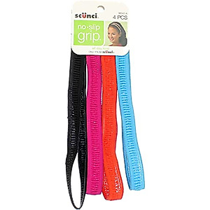 SCUNCI - No-Slip Grip Headwraps Assorted Colors 1.5 cm - 4 Pack