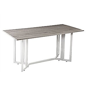 SEI Furniture Driness Drop Leaf Console to Dining Convertible Table, Weathered Gray, White