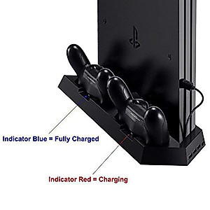OSTENT Dual Controller Charger Cooling Fan USB Hub Vertical Stand for Sony PS4/Slim/Pro Console