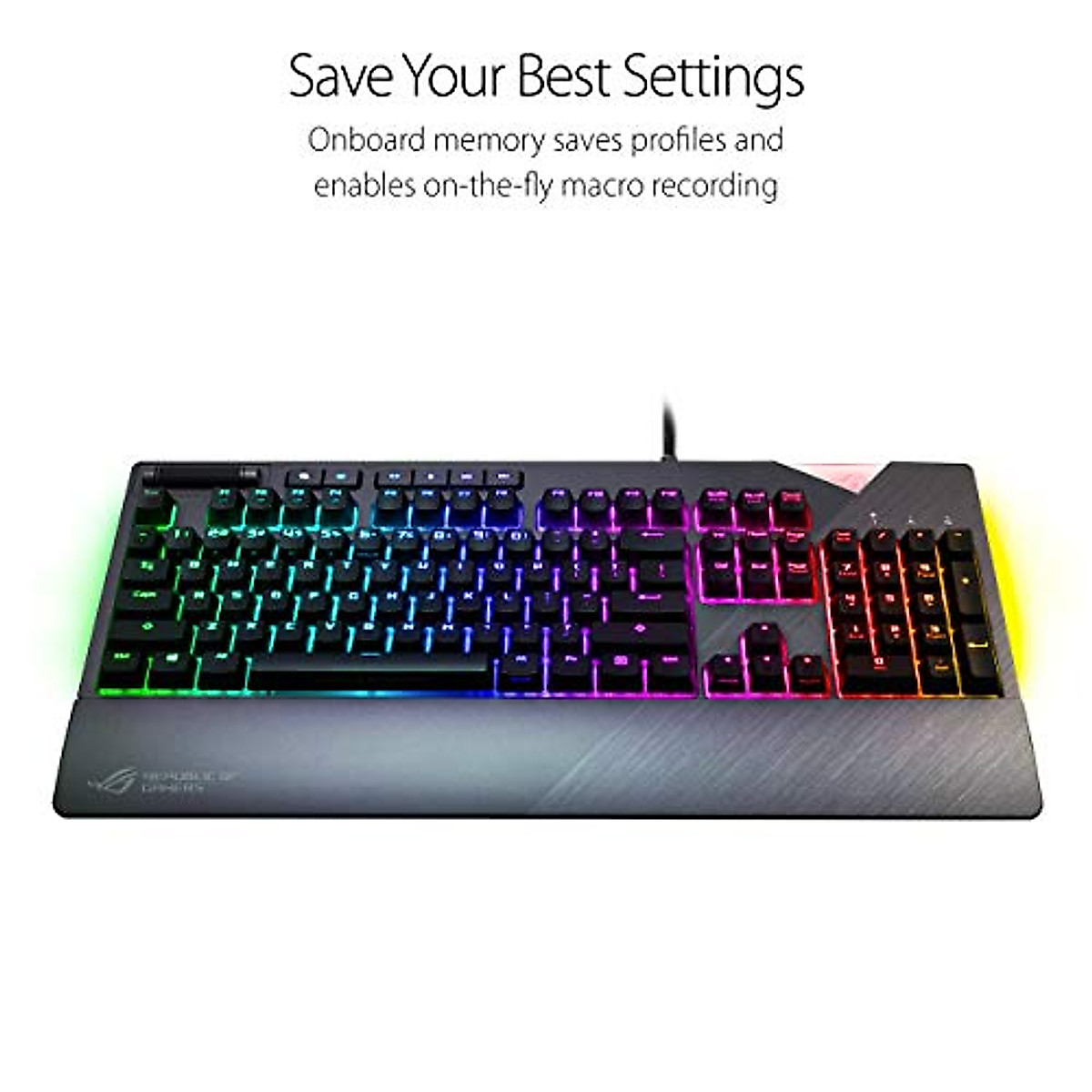 ASUS ROG Strix Flare (Cherry MX Red) Aura Sync RGB Mechanical Gaming Keyboard with Switches, Customizable Badge, USB Pass Through and Media Controls