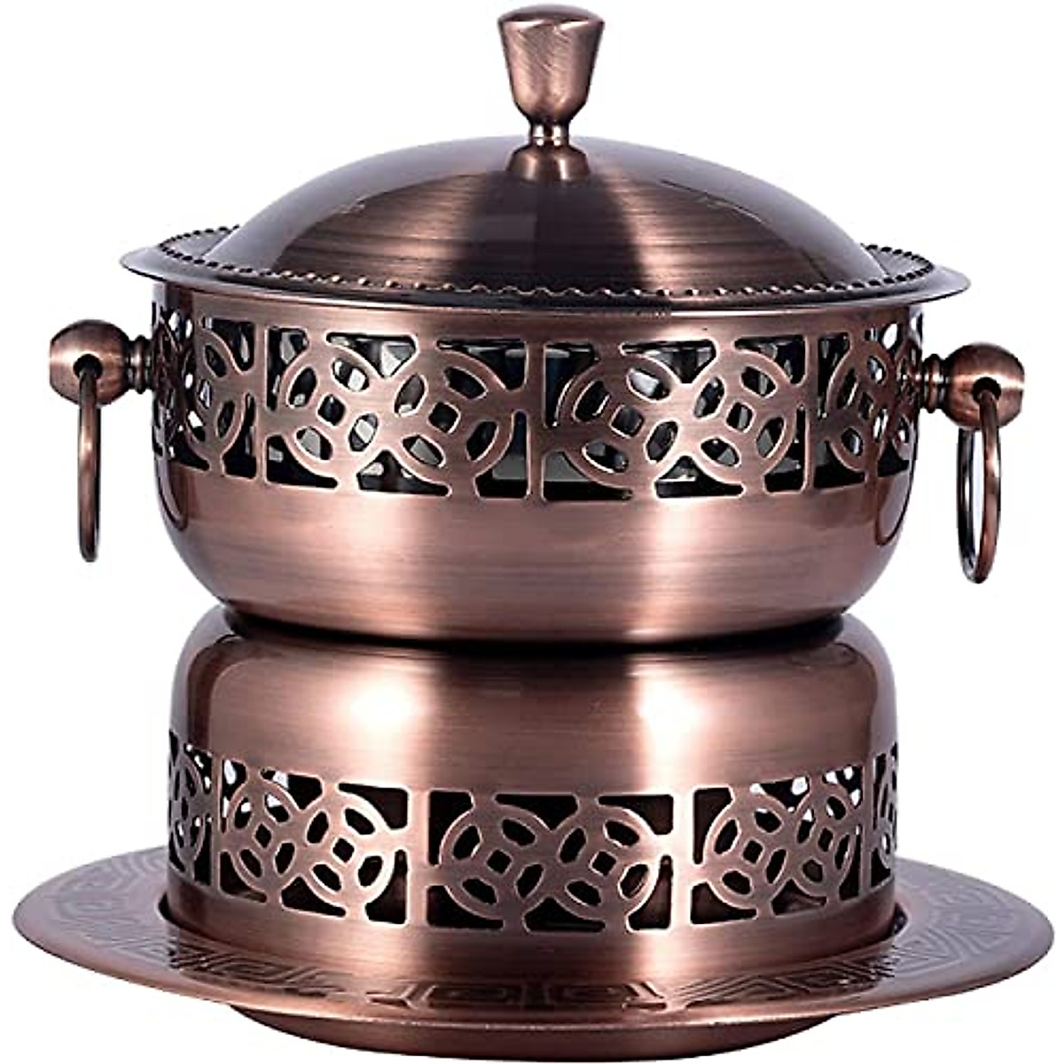 Chafing Dish Buffet Stainless Steel Food Warmer - Soup Pot Cookware with Alcohol Lamp - Shabu-Shabu Chinese Hot Pot -Great for Entertaining Restaurant (Color : Copper)