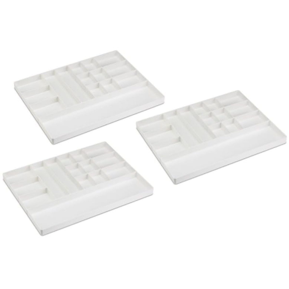 AmeriCan Goods 3/Pieces Dental 15/Section Large Drawer Organizer Tray, Dental Supply Cart Section Divided White Tray for Medical/Dental Supply