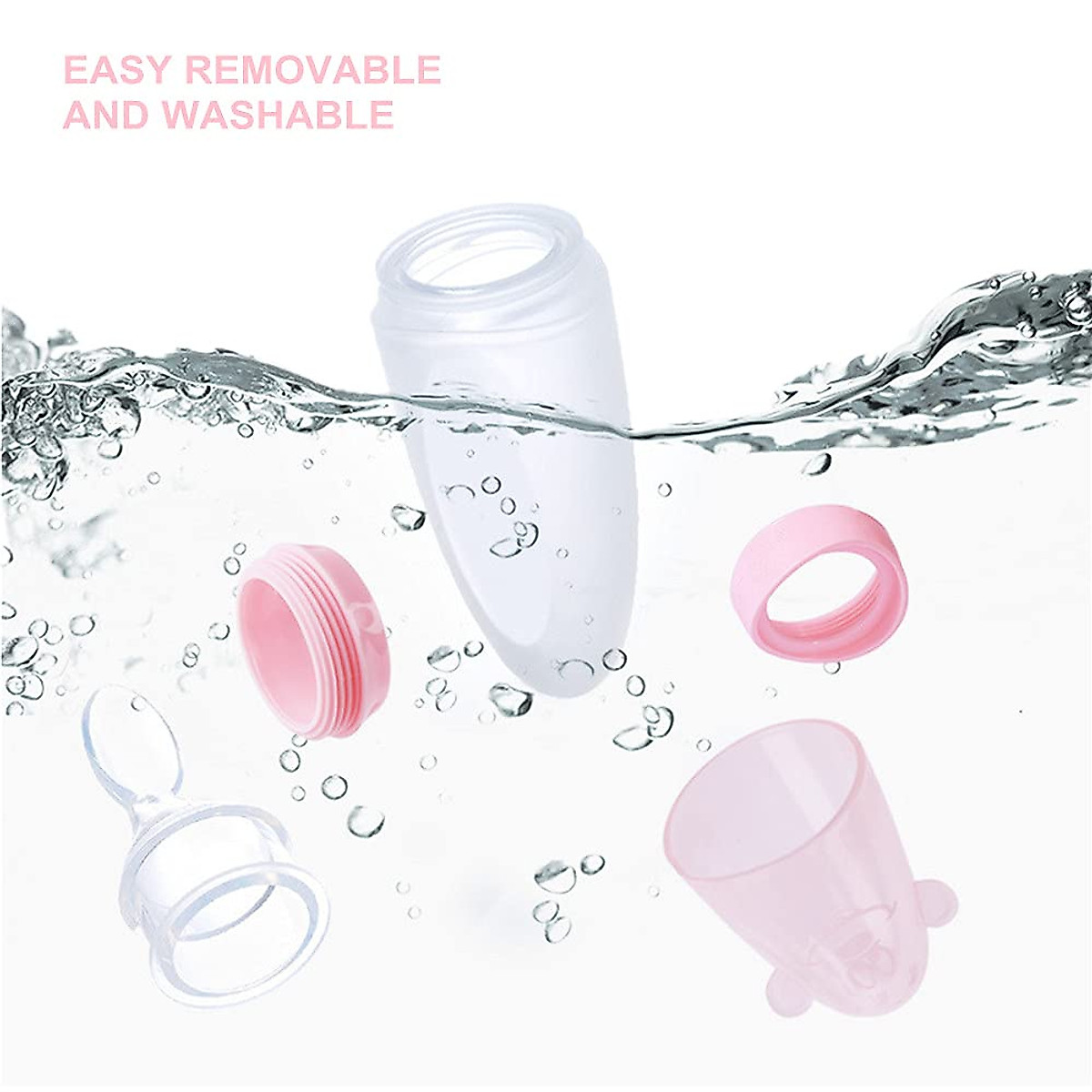 Gaodear Baby Food Feeder,Cartoon Silicone Squeeze Feeding Bottle with Dispenser Spoon for Babies Infant (Pink, 3oz/90ml)