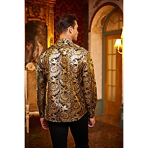 COOFANDY Men's Dress Shirt Formal Elegant Metallic Button Down Regular Fit Shirt