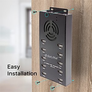 Premium Design USB 2.0 Hub - Multi-Safety Protection 10-Port Powered USB Hub 2.0 with AC Adapter - USB Splitter with Cooling Fan and Mounting Brackets - Aluminum Charging Hub for Multiple Devices