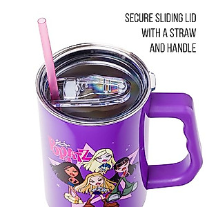 Silver Buffalo Bratz Featuring Cloe, Yasmin, Jade, and Sasha Stainless Steel Tumbler with Handle and Straw, Fits in Standard Cup Holder, 40 Ounces