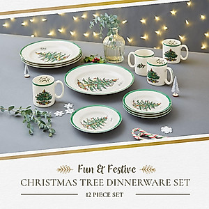 Spode Christmas Tree 12-Piece Dinnerware Set, Service for 4