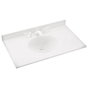 Swanstone VT02243.010 Ellipse Solid Surface Single-Bowl Vanity Top, 43-in L X 22-in H X 7.25-in H, White