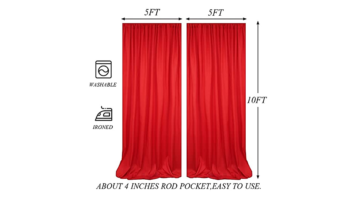 10x10FT Red Backdrop Curtains for Elegant Parties