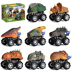 Dinosaur Toys for 2 3 4 5 6 7 Year Old Boys Girls, 8-Pack Dinosaur Toys Car for Kids 3-5, Stocking Stuffers for Kids, Christmas Easter Birthday Gifts Idea Party Favors Prizes, Easter Basket Stuffers