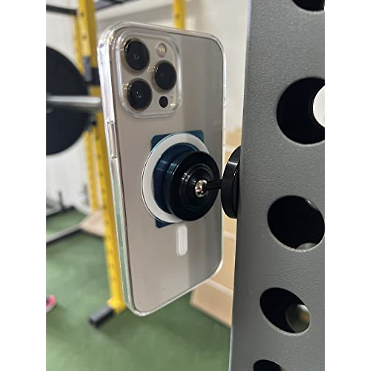 Magnetic Phone Mount - Mobile Gym - A Phone Holder for Videos - Double Sided Magnet – Extra STONG-Fits Any Phone GYM BUDDY (Black)