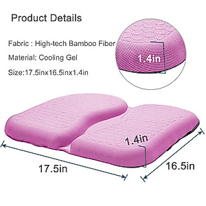 TaiBest Gel Seat Cushion for Long Sitting, Office Chair Cushion for Sciatica Pain Relief, Car Seat Cooling Pad, Gel Cushion for Wheelchair (Light Pink)