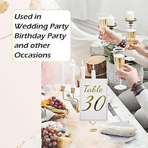 Gold Table Number Cards with Holders, 1-30 Gold Place Cards with Stands, 4x6" Double Sided Table Place Cards, Table Sign with Stands for Wedding Reception Event Party Restaurant Centerpieces Decor