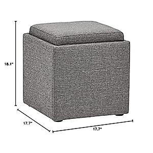 Amazon Brand – Rivet Ross Modern Tweed Lift-Top Storage Ottoman Pouf, 17.7"W, Grey Storm