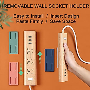 8Pcs Power Strip Holder - Adhesive Punch-Free Socket Holder Set - Power Strip Mount for Cable Management in Kitchen, Home & Office