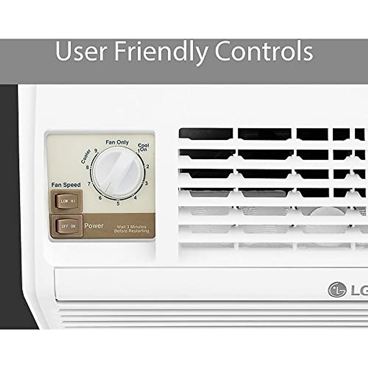 LG 5,000 BTU Window Air Conditioner, 115V, AC Window Unit Cools 150 Sq.Ft. (10' x 15' Room Size), Perfect for Bedrooms, Quiet AC with 2 Cooling & Fan Speeds, 2-Way Air Deflection, and Washable Filter