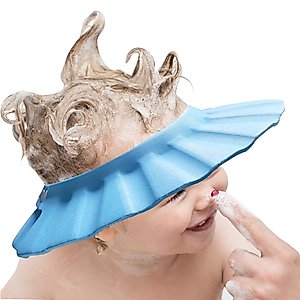 Baby Shower Cap Soft Adjustable Baby Bath Head Cap Visor for Washing Hair Shower Bathing Protection Bath Cap for Toddler, Baby, Kids, Children (Blue)