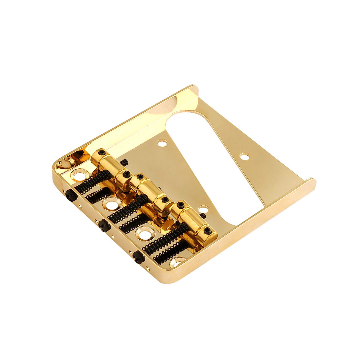 Bogart Guitar Bridge Tailpiece 3 Pcs Zinc Saddles Bridge for Vintage Tele Telecaster Style Electric Guitar Parts Top or Bottom Load Ashtray Style Gold.