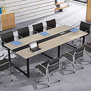 Overstock 8FT Rectangle Conference Table, 94.49L x 47.24W x 29.53H Inches Light Walnut