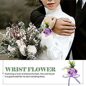 VOSAREA Wedding Decorations Wedding Decorations Artificial Flower Corsage Bracelet Bridesmaid Bride Wrist Corsage Wristlet Band for Wedding Flower Bracelet Wedding Decor