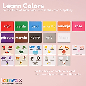 Spanish Flash Cards for Kids and Toddlers - 101 Cards - 202 Sides - Learn Shapes, Numbers, Colors, Body Parts, Counting, Letters & More - Great Value, Fun Learning and Educational Flashcards