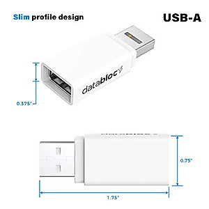 Databloc USB Data Blocker Adapter - Hacker Safe, Enhanced Data Protection - Easy Connection, Slim Profile - 2 Pack, White