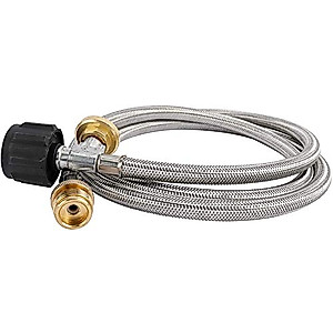 HYDDNice 6FT Propane Hose with Gauge Stainless Steel Braided Propane Hose Converts 1lb Portable Appliances to 5-40lbTank,for Propane Stove, Heater, Tabletop Grill