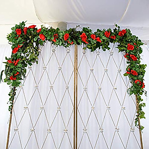 Syhood Artificial Rose Garlands Rose Vines Leaves Banners Hanging Fake Floral Garland Flower Vine for Wedding Arch Ceremony Home Garden Outdoor Party Wall Decorations, 14.4 ft(Red,2 Pieces)