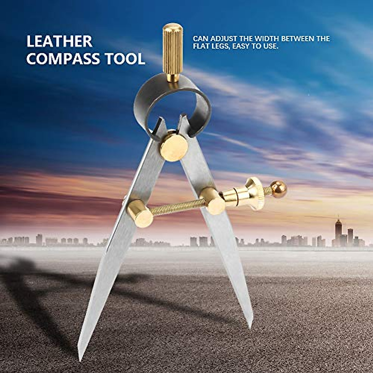 4 Inch Leather Compass,Adjustable Lockable Leather Supply Wing Divider,Flat Leg Spring Caliper Divider for Woodworking, Metalworking Geometry Drawing