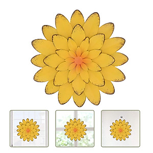 Rustic Modern Floral Sculpture 3D Iron Flower Wall Sculpture Succulent Metal Wall Decor Artificial 3D Flower Wall Art for Indoor Living Room Office Outdoor Garden Patio