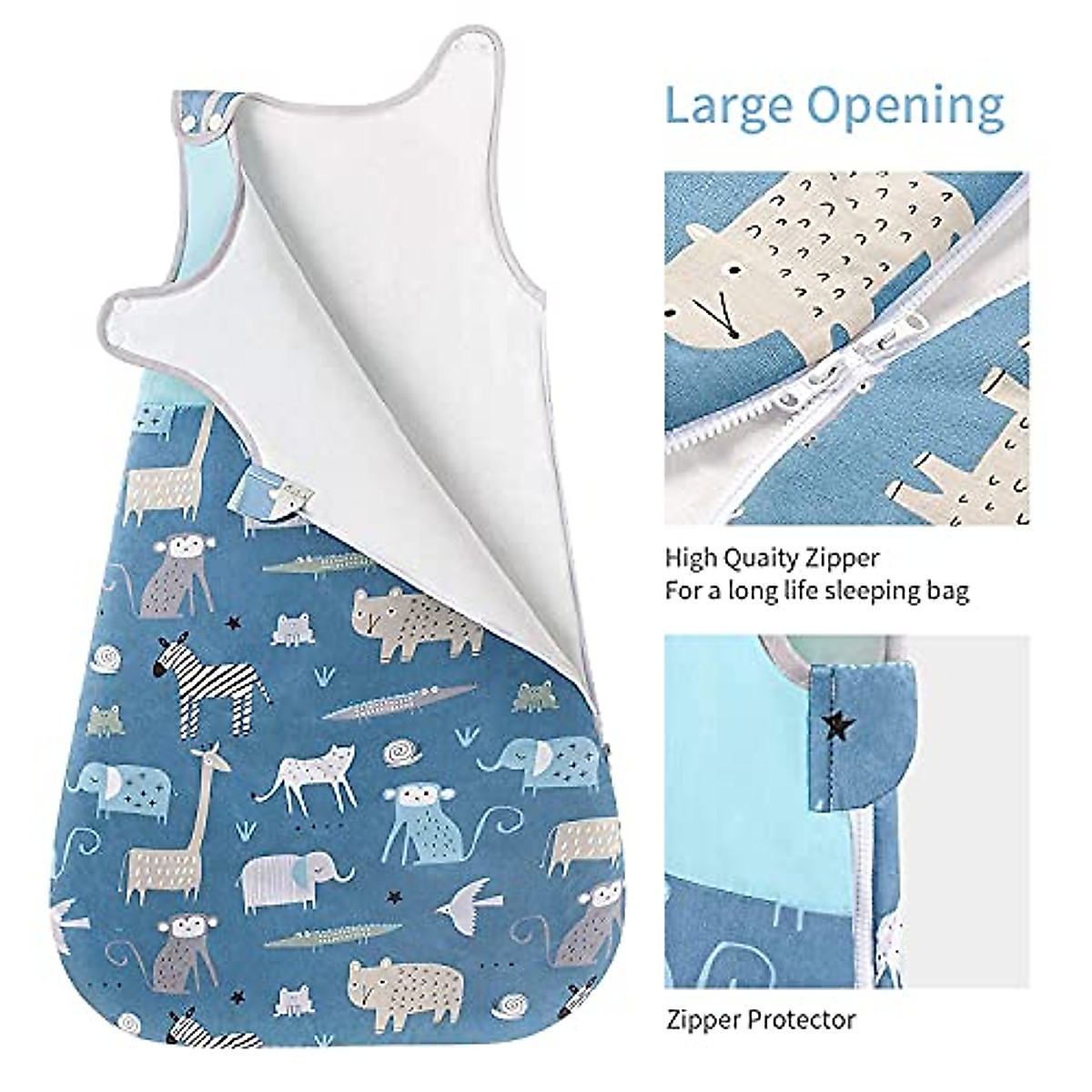 Viedouce Baby Sleeping Bag, Baby Blanket for Sleeping, Baby Grow Bag,Orangic Cotton Toddler Sleeping Bag 1.0 Tog,Grow Swaddle Bag 80cm for Infant Toddler (3-18 Months)