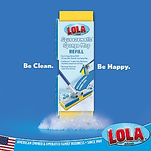 Lola Products Squeeze Matic Easy Clean Butterfly Sponge Mop Head Refill, 9" Wide Replacement Mop Head, Pack 1