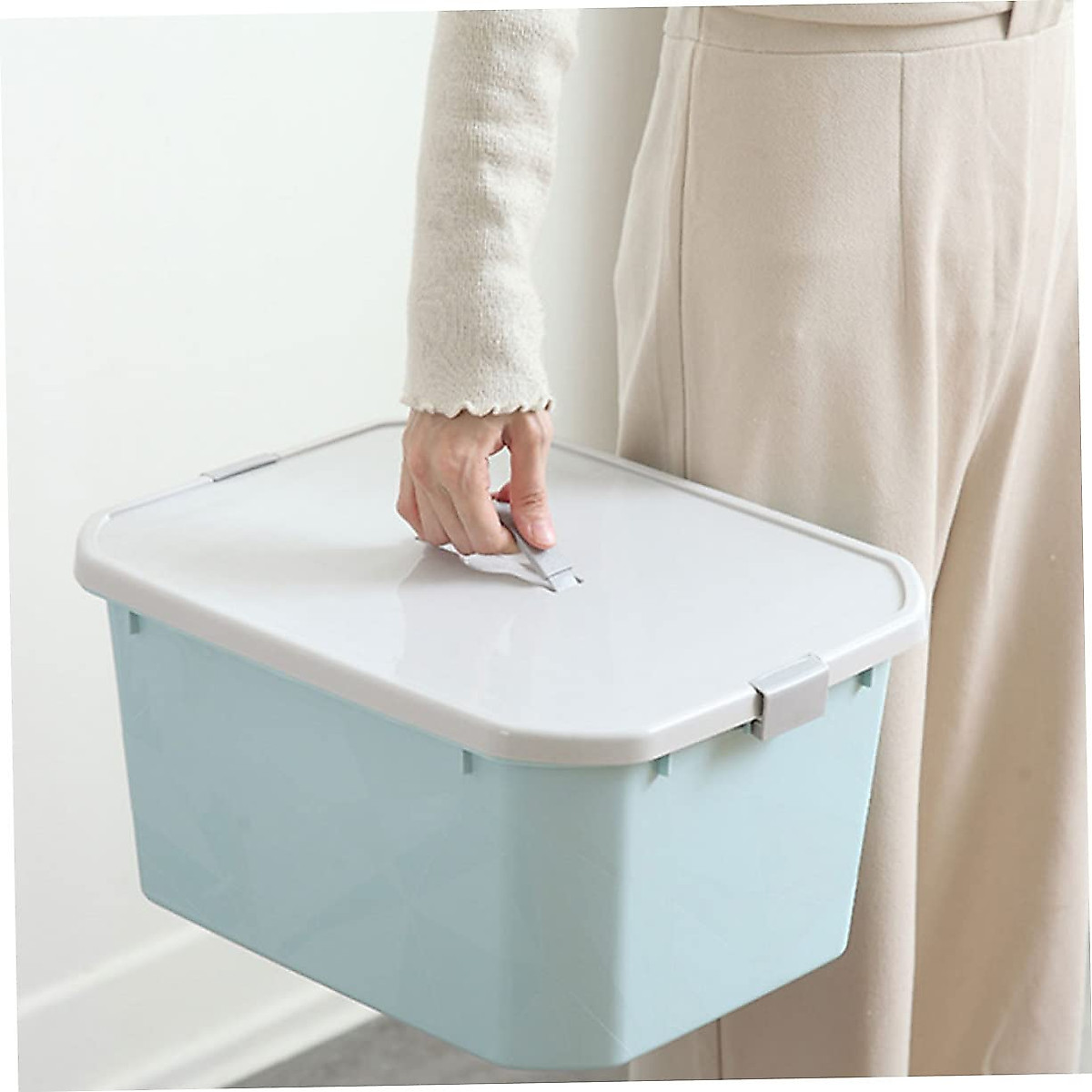 STOBAZA Box Clothes Multi- with Size Sundries Blue L Shoes Kitchen Latching Handles File Holder Case Organizer Laundry Baskets Container Display Home Pull Lid Toys Containers Stackable