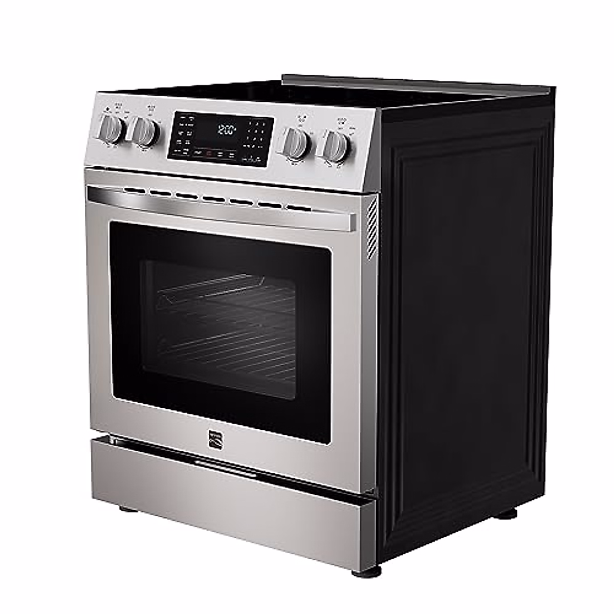 Kenmore Front Control Electric Range Oven with 5 Cooktop Elements with 7 Cooking Power Options, True Convection, Steam and Self Clean, Freestanding Oven, 4.8 cu. ft. Capacity Stainless Steel