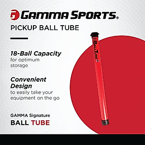 GAMMA Sports Tennis Ballhopper BallTube with Shoulder Strap, Holds 18 Balls, Red
