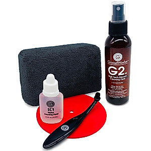 GrooveWasher Record & Stylus Care System – Record Cleaning Fluid & Large Scratch-Free Cleaning Pad with Delicate Stylus Brush & Cleaning Solution + Bonus Label Mask, Protect & Preserve Vinyl Records