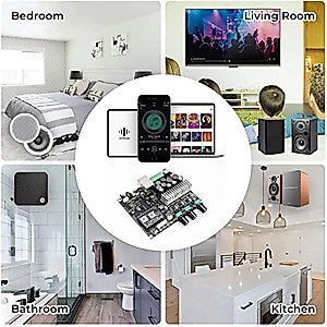 Subwoofer Amplifier Board, Arylic WiFi & Bluetooth 5.0,50W2 Stereo Pair + 100W Sub Class D Stereo Amplifier,Multiroom/multizone Home Audio Amplifier Board for DIY Speaker-Up2stream Amp 2.1