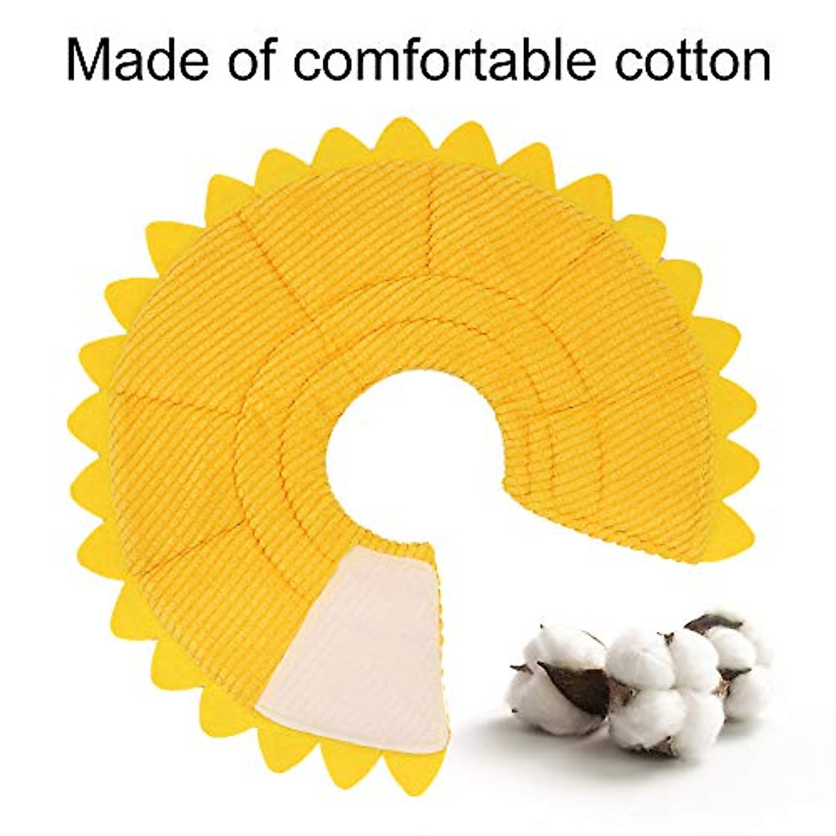SLSON Cat Recovery Collar Pet Cone Collar Soft Protective Cotton Cone Adjustable Fasteners Collar for Cat and Puppy, Yellow (S)