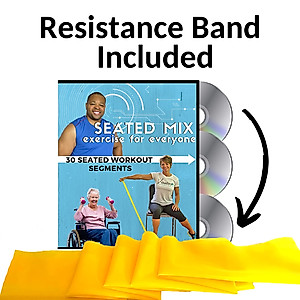SEATED MIX CHAIR EXERCISE FOR SENIORS- 3 DVDs + 30 Exercise Segments + Resistance Band. Most Comprehensive Chair Exercise DVD for Seniors Available! Finally- Fun Chair Exercises for Seniors DVD!