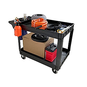 MaxWorks 80857 500-lb Utility Service PP Cart With Two Trays and Wheels 46 inch x 25.5 inch x 33.5 inch Overall Dimensions