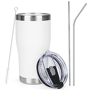 MEZMUT 20oz Coffee Tumbler with Lid and Straw Double Wall Vacuum Insulated Cup Stainless Steel Travel Mugs Insulated for Hot and Cold Leakproof Powder Coated Tumbler for Indoor and Outdoor