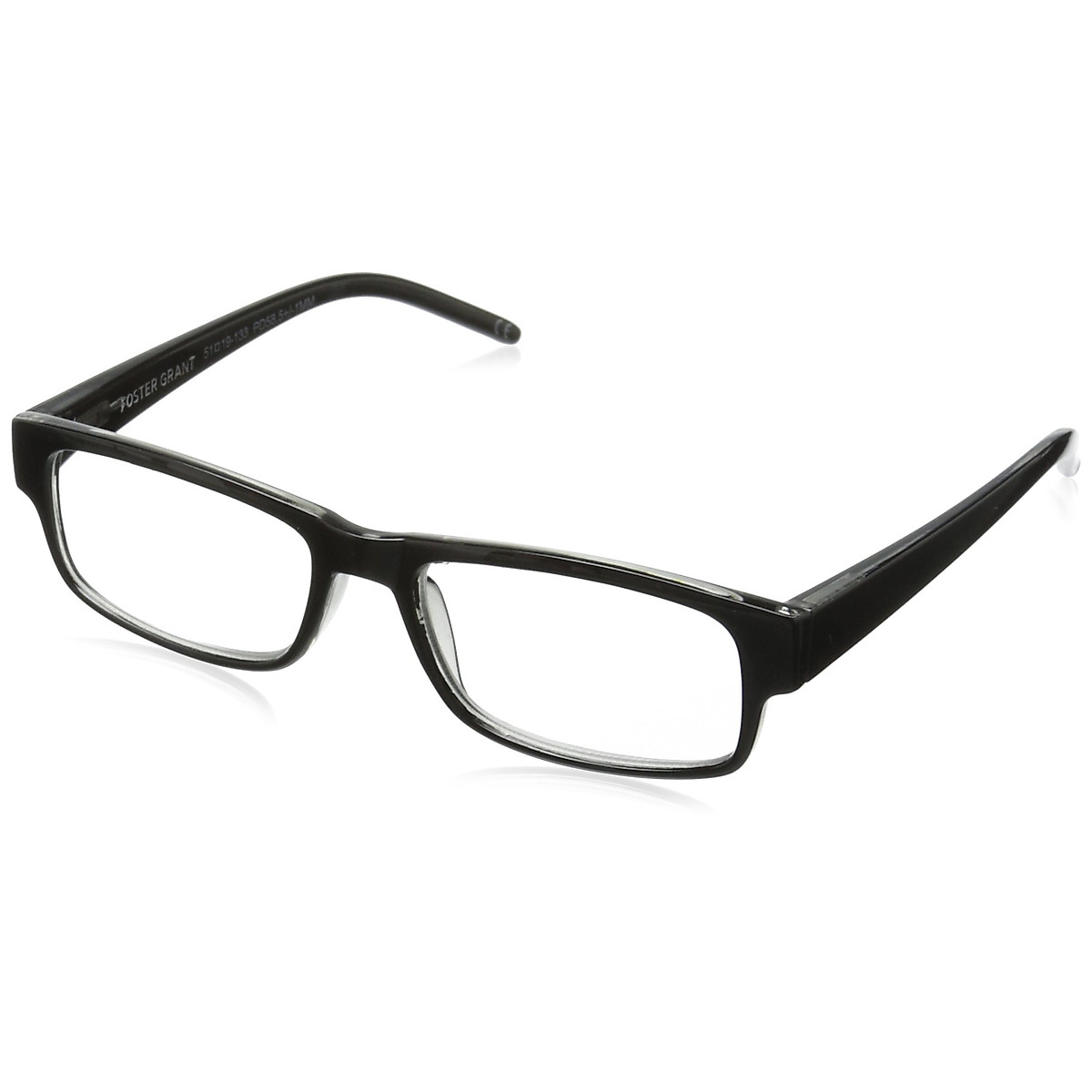 Foster Grant Men's Sloan Square Reading Glasses, Black/Transparent, 59 mm + 2