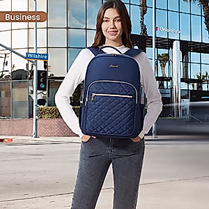 LOVEVOOK Laptop Backpack for Women, Quilted Business Travel 15.6-inch Computer Bag, Doctor Nurse Backpack Purse for Work, Navy