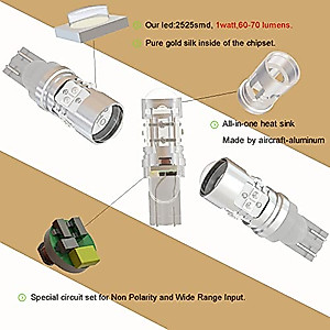 Wiseshine LED Bulb 921 Backup Lights,T15 LED Bulb Green,912 LED Bulb,Car Automotive Camper Landscape Truck RV 906 W16W T10 194 W5W LED Bulb DC 12V-24V for Dome Dashboard Light Canbus (Pack 2)