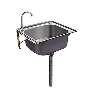 Single Slot 304 Stainless Steel with Bracket,kitchen Sink Sink Balcony Wash Basin,Stainless Steel Drain,3 Size