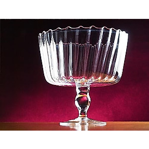 Barski Large Glass Trifle Bowl, with Scallop Design - 9" D - European Beautiful Hand Made Glass - 168 oz (over 5 quarts) Clear