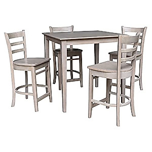 IC International Concepts CounterHeight 4 Stools Dining Table Set, Washed Gray Taupe
